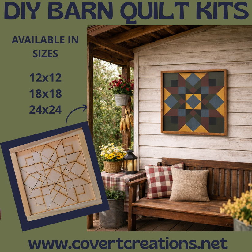 24x24 " Autumn Star 2" Barn Quilt Kit – Covert Creations Shop